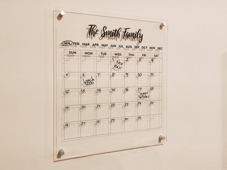 Personalized Acrylic Calendar, Dry Erase 2020 Calendar, Transparent ...