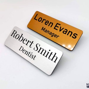 Personalized Plastic Name Badge With Pin or Magnet Attachment - Custom ...