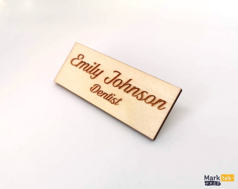 Personalized Wooden Name Badge with Pin or Magnet Attachment | Etsy
