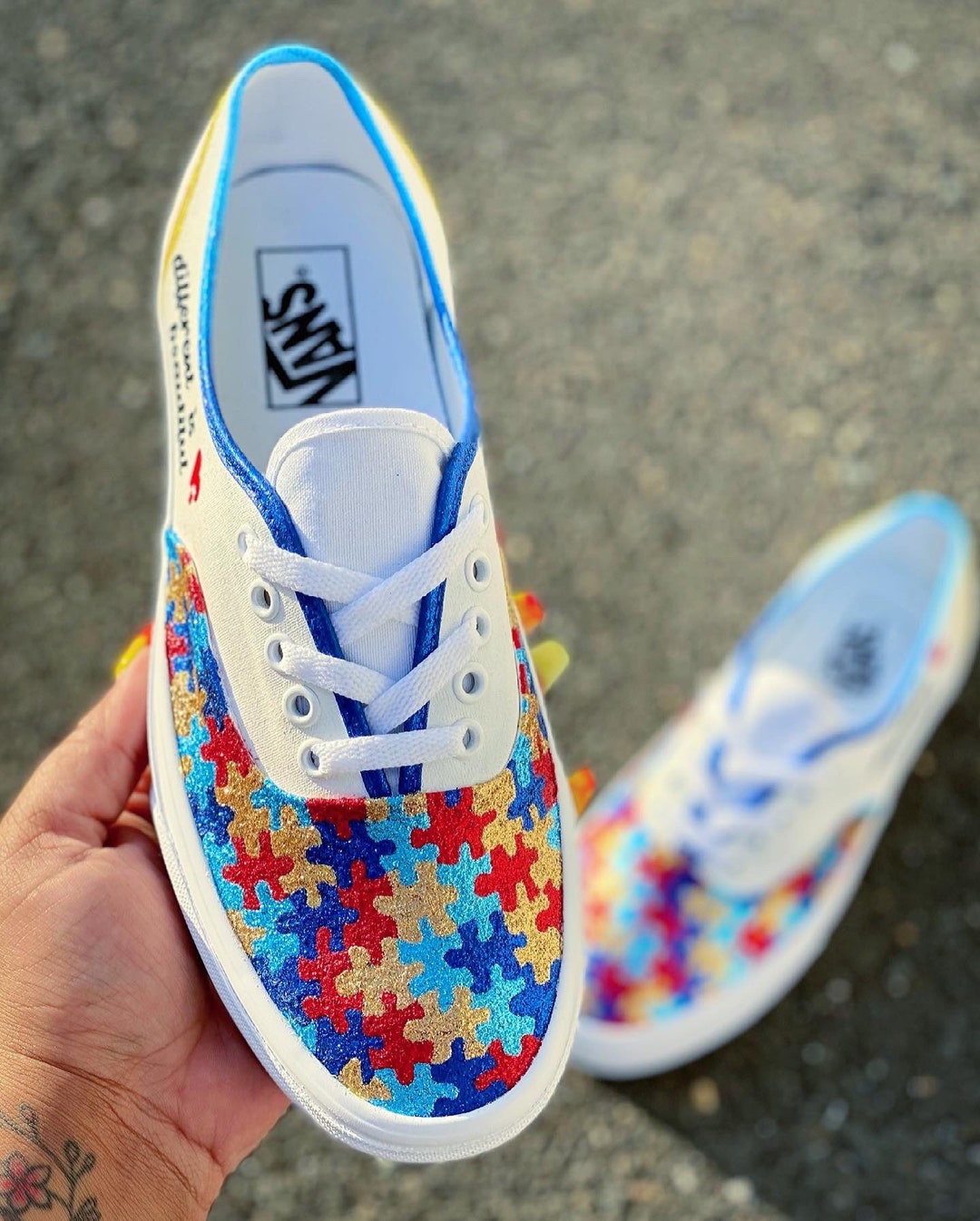 Glitter Autism Awareness Custom Vans - Etsy