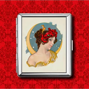 Moon Goddess Flapper Pin up Stars Art Nouveau Poppy Flowers Vintage ...