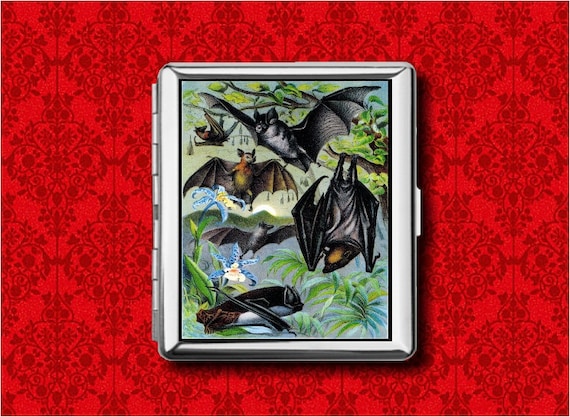 Bat Vintage Print Sketch Goth Illustration Metal Wallet Stash | Etsy