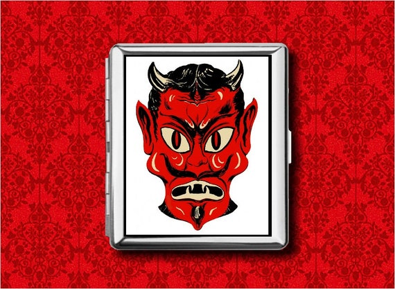 Red Devil Vintage Halloween Mask Metal Wallet Stash Business | Etsy