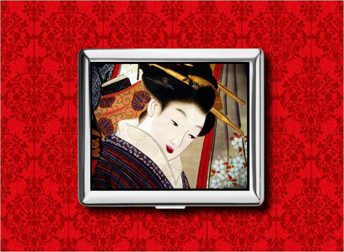 Japanese Geisha Art Japan Vintage Metal Wallet Stash Business | Etsy
