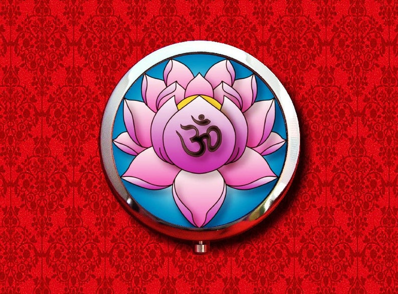 Ohm Lotus Flower Meditation Reiki Tattoo Boho Round Metal - Etsy