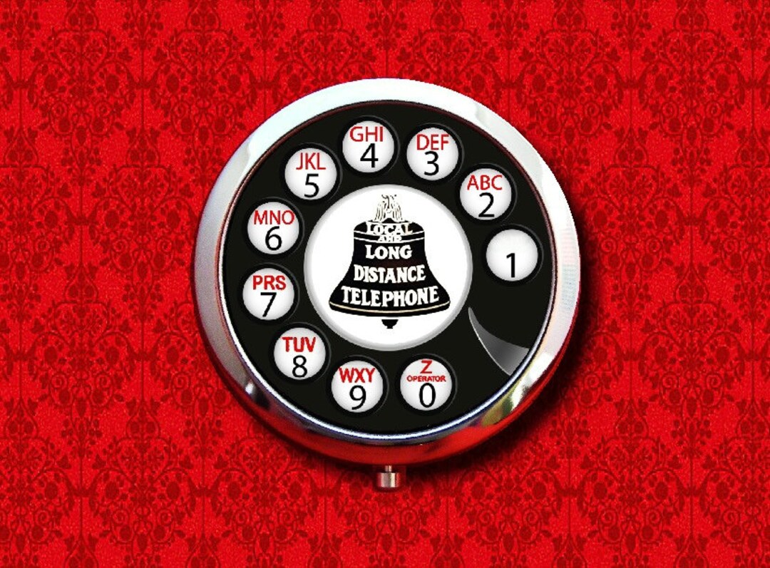 Rotary Phone Telephone Dial Vintage Pop Art Retro Round Metal Makeup ...