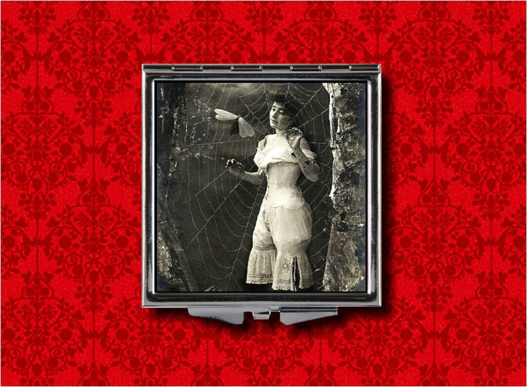 Spider Web Lady Fly Pin up Girl Goth Vintage Style Metal Makeup Hand ...