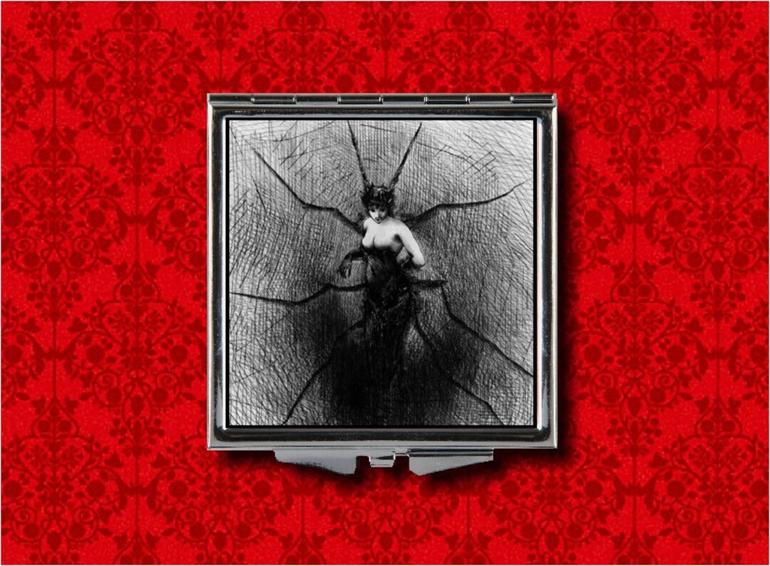 Spider Web Lady Illustration Pin up Girl Goth Vintage Style Metal ...