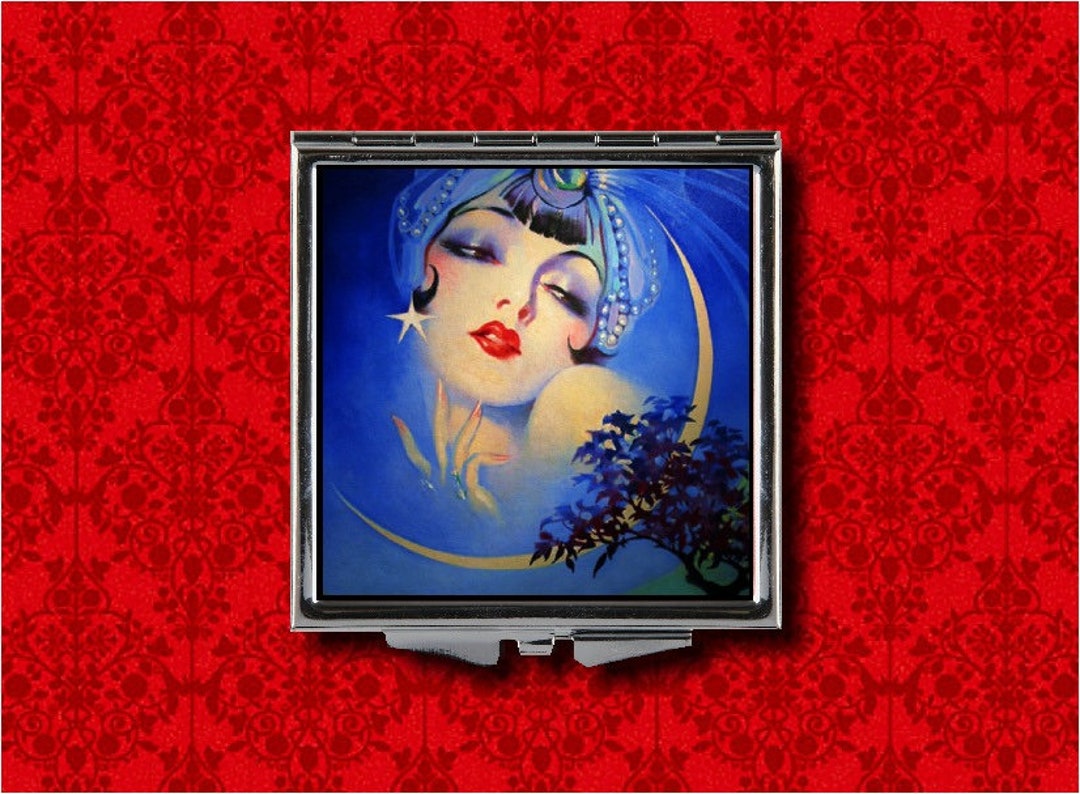 Flapper Moon Goddess Blue Pin up Girl Star Clive Vintage Style Metal ...