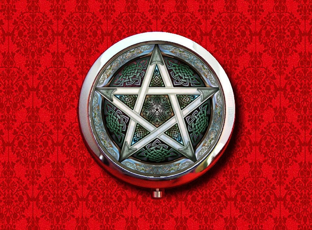 Pentagram Pentacle Wicca Witchcraft Star Celtic Round Metal Makeup Hand ...