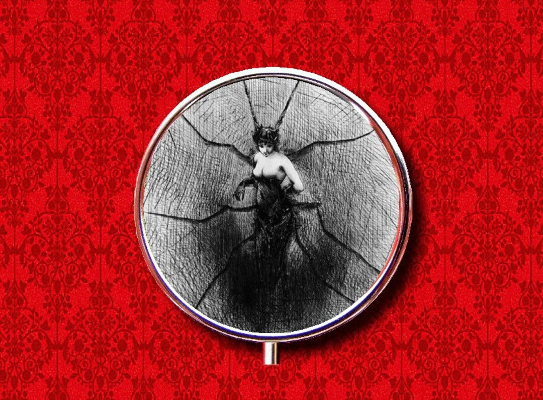 Spider Web Lady Illustration Pin up Girl Ring Trinket Stash Medicine ...