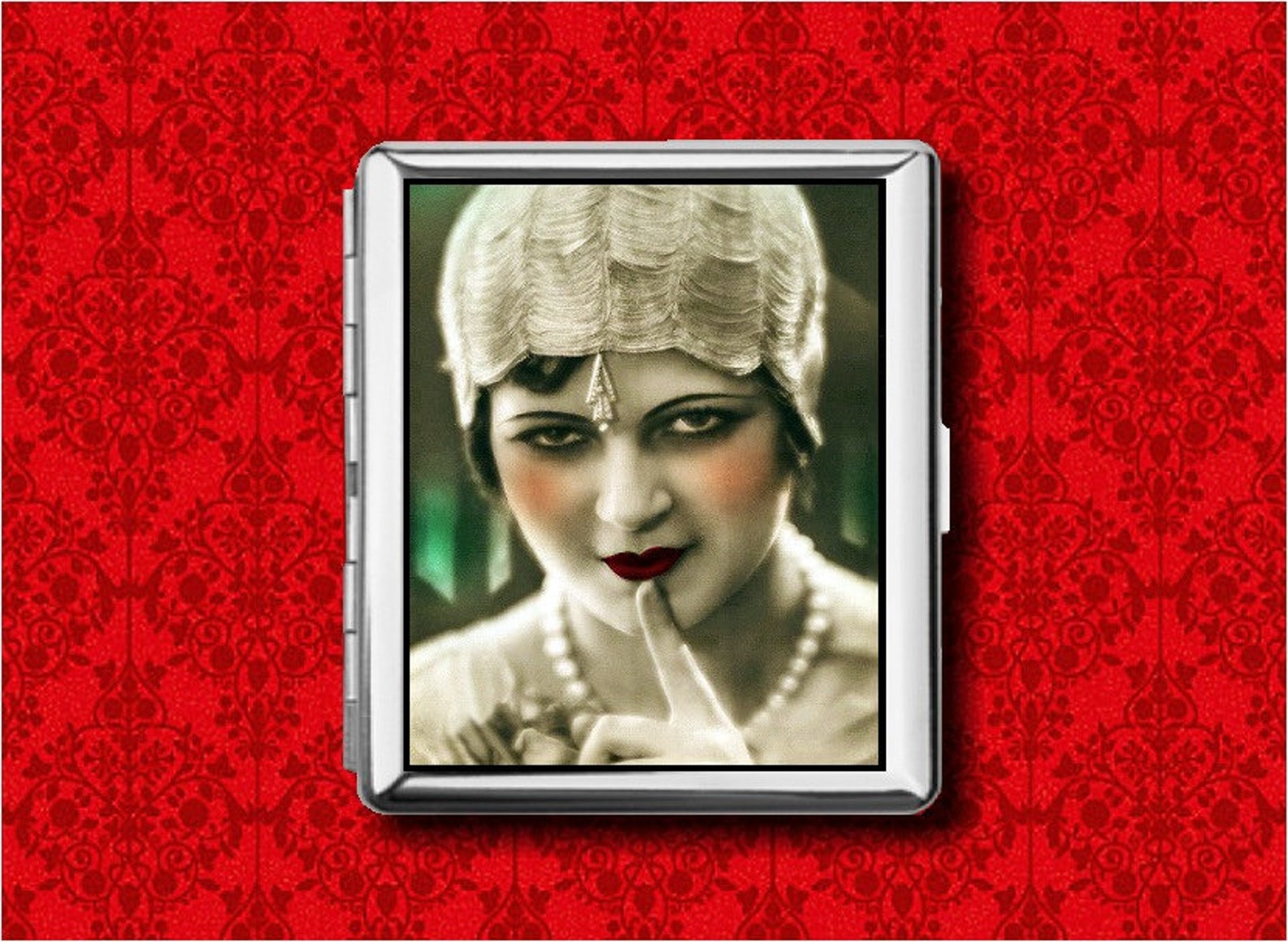 Flapper Art Deco Pin up Girl 1920's Metal Wallet Stash - Etsy