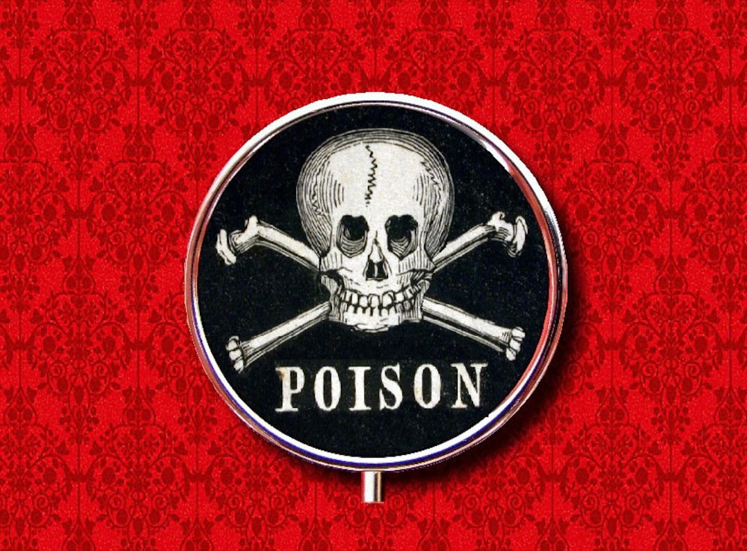 Poison Skull Crossbones Vintage Label Ring Trinket Stash Medicine ...