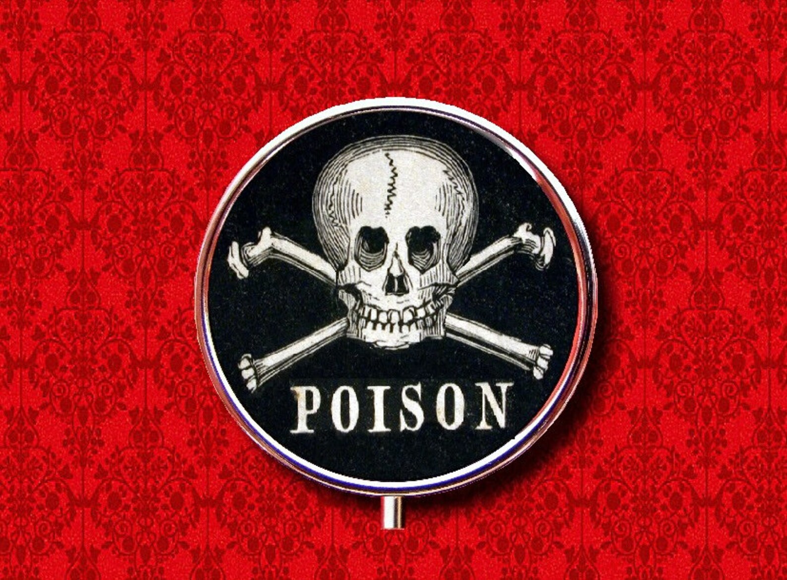 Poison Skull Crossbones Vintage Label Ring Trinket Stash Medicine ...