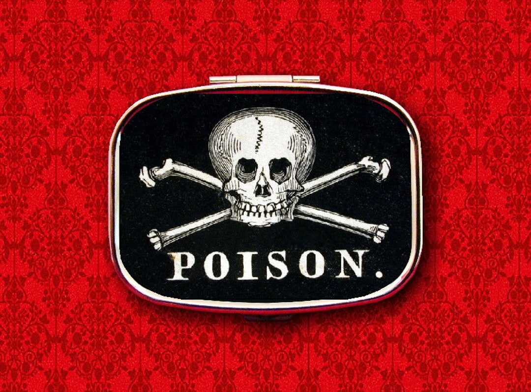 Poison Skull Crossbones Vintage Label Ring Trinket Stash Medicine ...