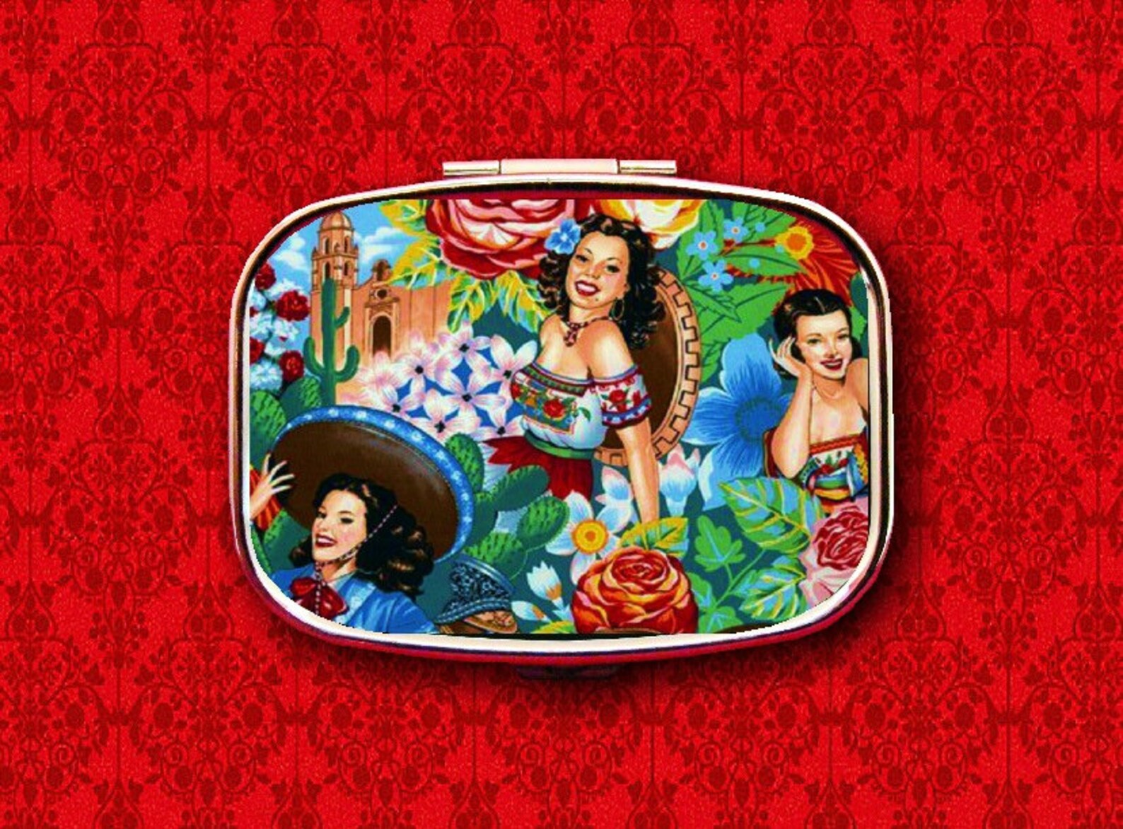 Mexican Pin up Girl Latina Hispanic Sombrero Ring Trinket Stash ...