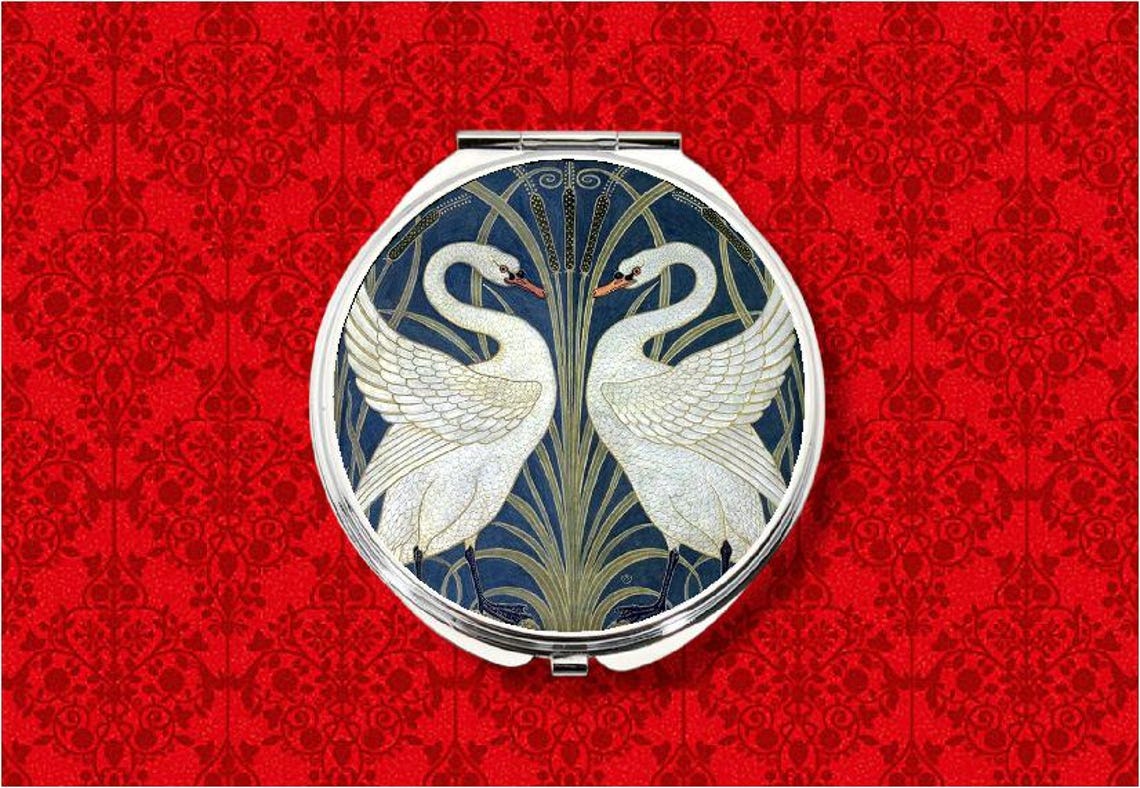 Swans Walter Crane Alphonse Mucha Art Nouveau Floral Birds Deco Vintage ...