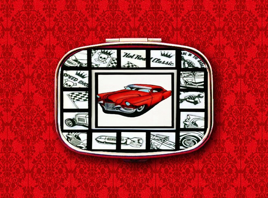 Hot Rod Drag Racing Strip Dragster Car Vintage Rockabilly Skull Trinket ...