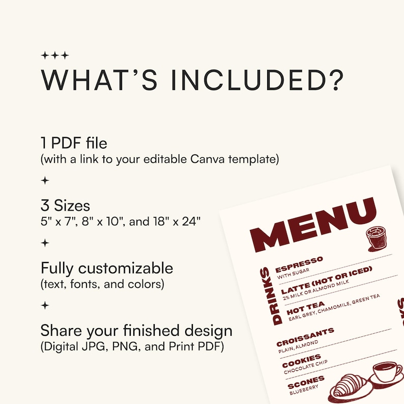 Cafe Menu, Coffee Theme Baby Shower, Cafe Bebe, Printable Coffee Shop ...