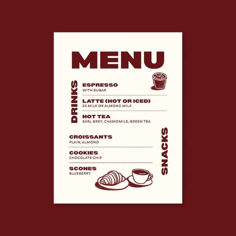 Cafe Menu, Coffee Theme Baby Shower, Cafe Bebe, Printable Coffee Shop ...
