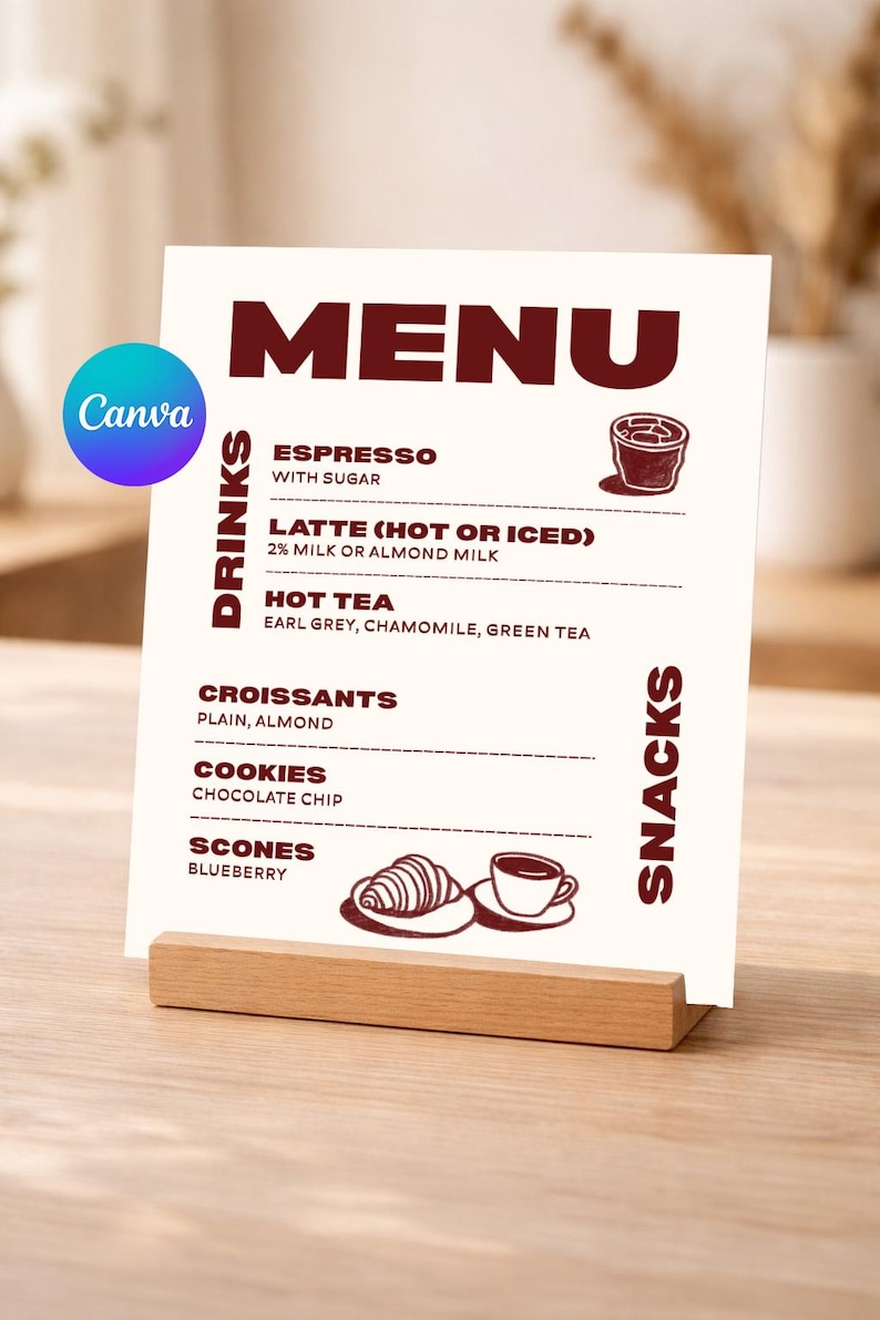 Cafe Menu, Coffee Theme Baby Shower, Cafe Bebe, Printable Coffee Shop ...