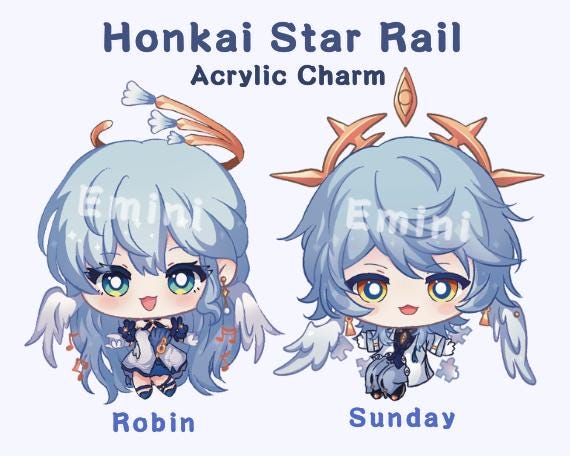 Hoyoverse Honkai Star Rail Robin & Sunday Chibi Holographic Acrylic ...