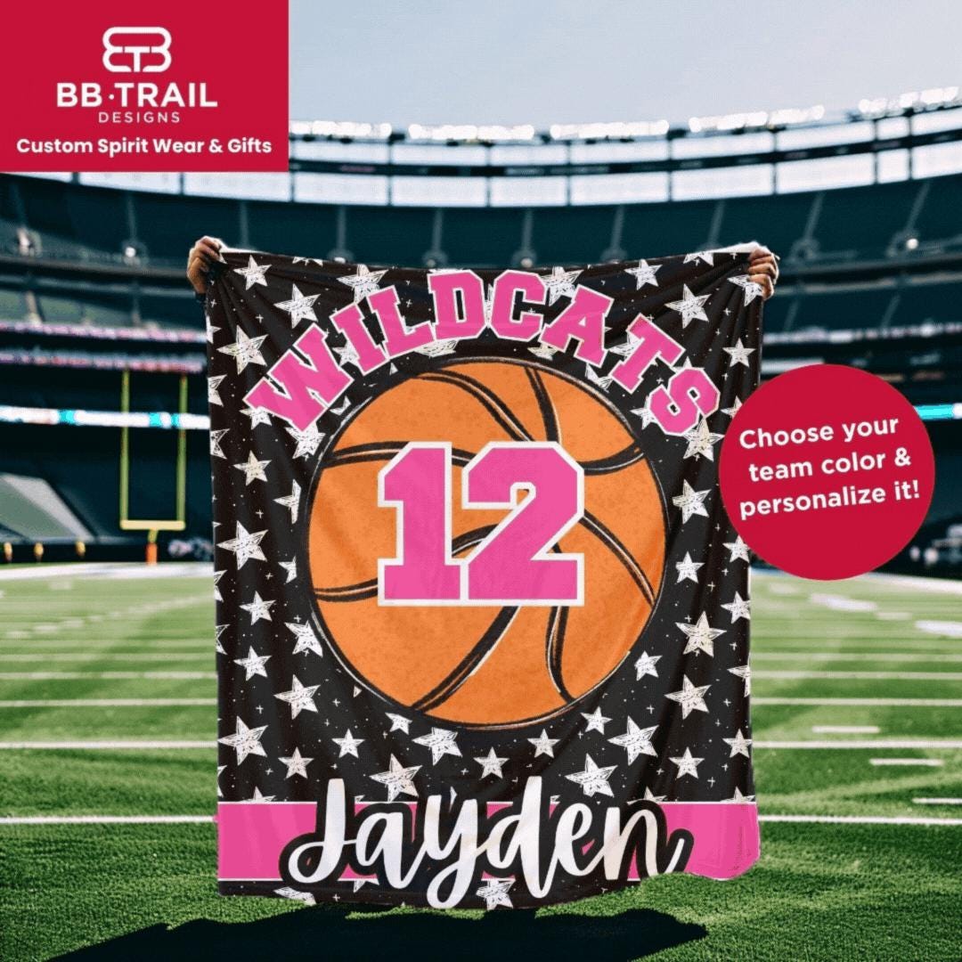 Starry Sporty Personalized Basketball Blanket | Athletic Sports Dorm ...