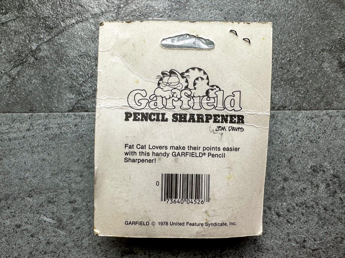 Vintage NOS 1978 Garfield Cat Pencil Sharpener - Etsy