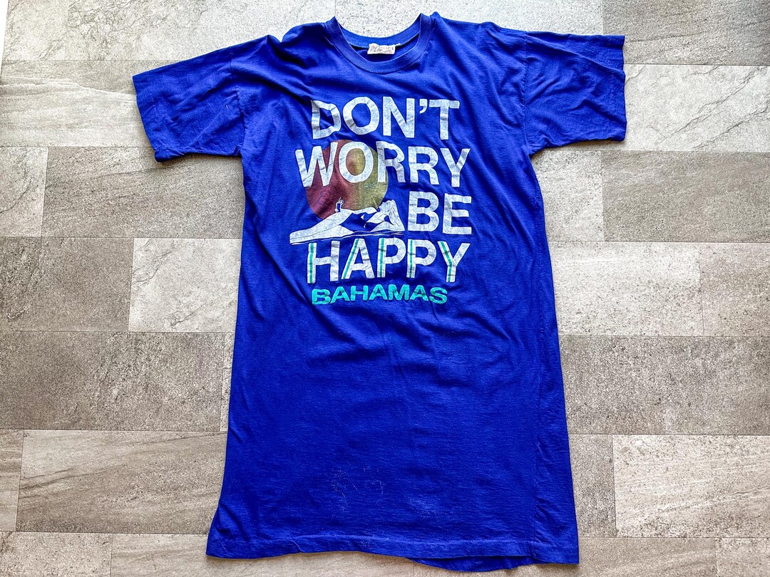 Vintage Neely's of Nassau Don't Worry Be Happy Bahamas Blue Souvenir ...