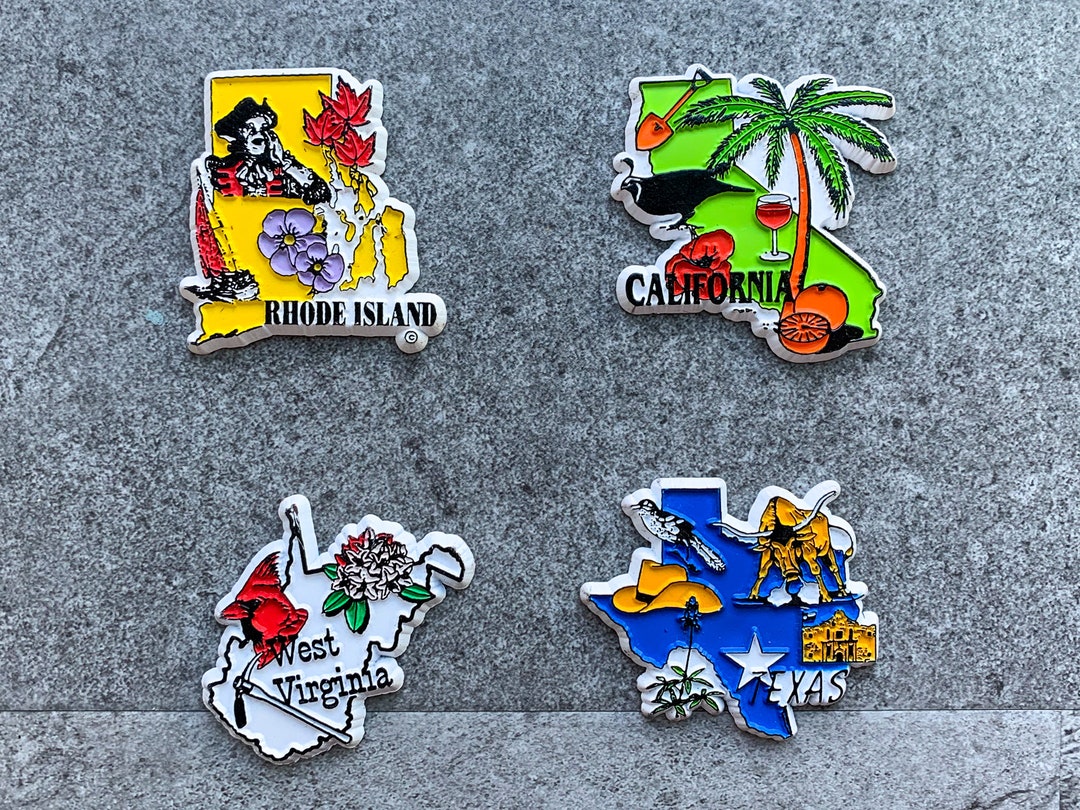 Colorful Vintage Style 50 State Magnets You Choose Your State - Etsy