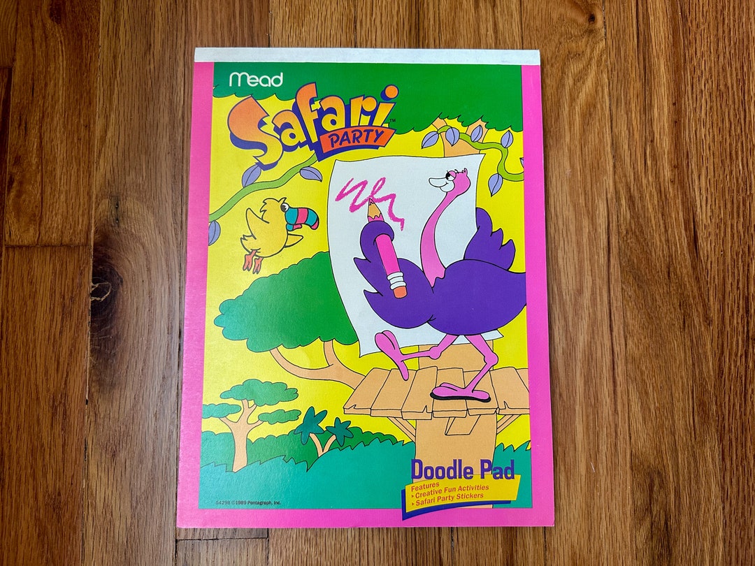 Vintage 80s NOS Mead Safari Party Doodle Pad With Stickers Activity ...