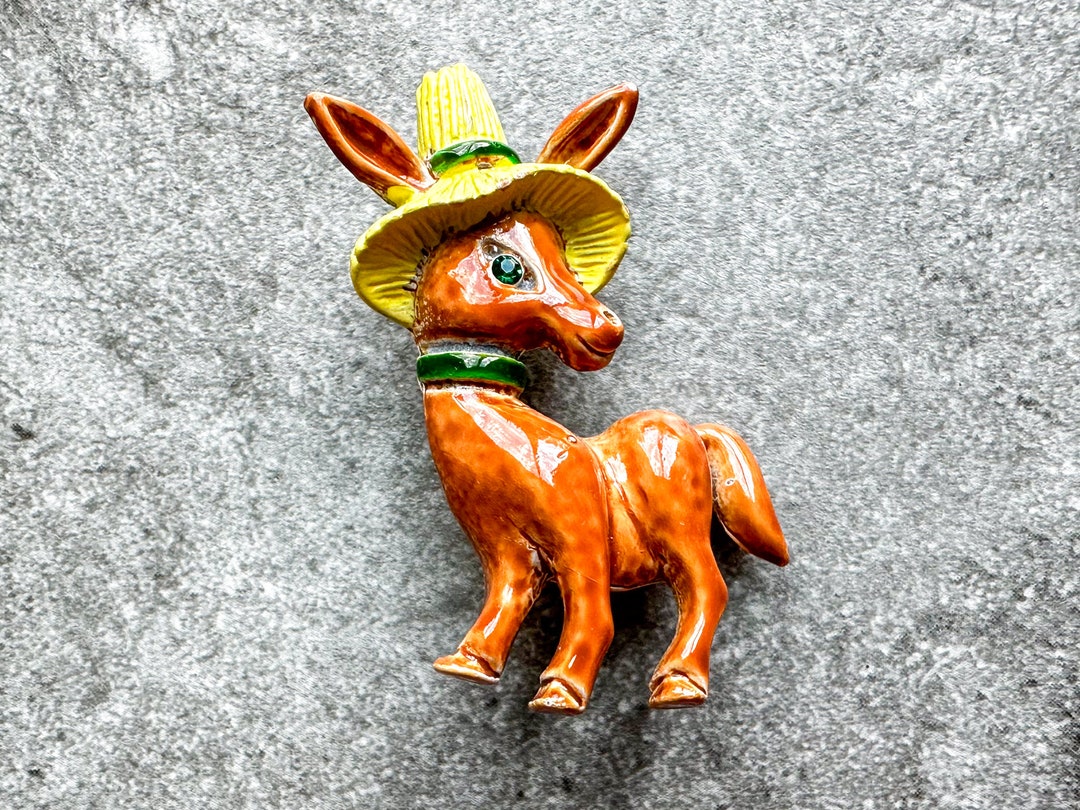 Vintage Gerry's Donkey Brooch Anthropomorphic Enamel Metal Pin ...