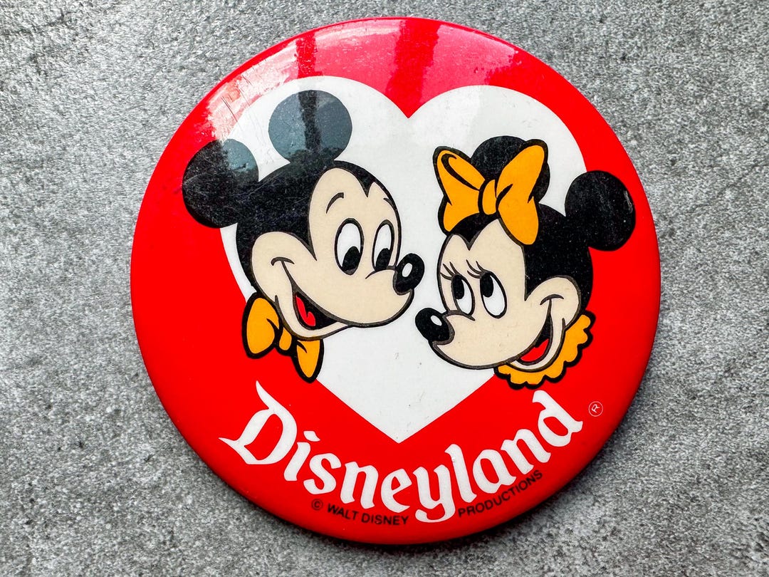 Vintage Mickey and Minnie Disneyland Oversized Button - Etsy