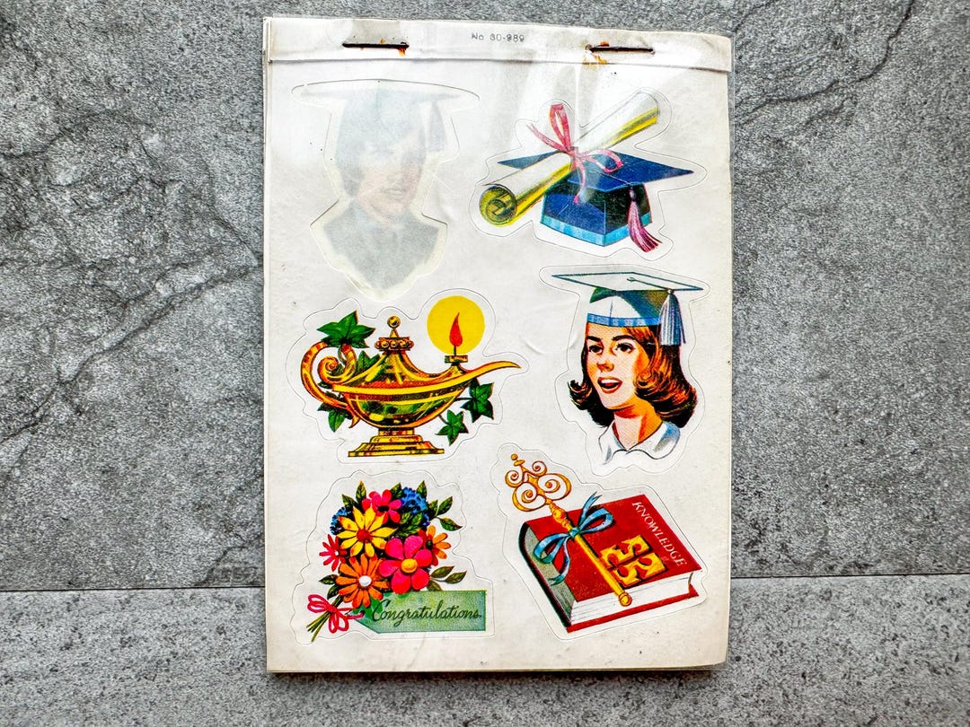 Vintage NOS Graduation Diploma Congratulations Academic Sticker Sheet ...