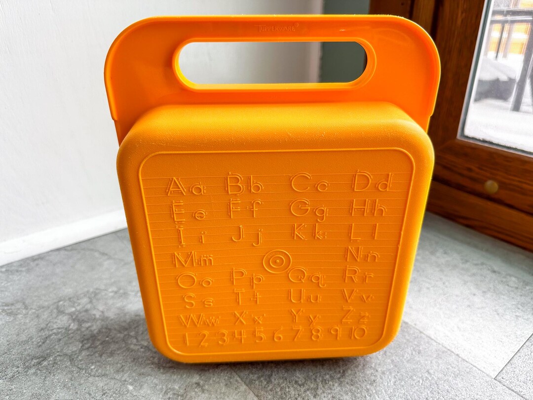 Vintage 90s Tupperware Stencils Carrying Alphabet Case Tuppertoys ...