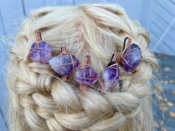 Amethyst Hair Pin Crystal Hair Pin Crystal Hair Accessory | Etsy
