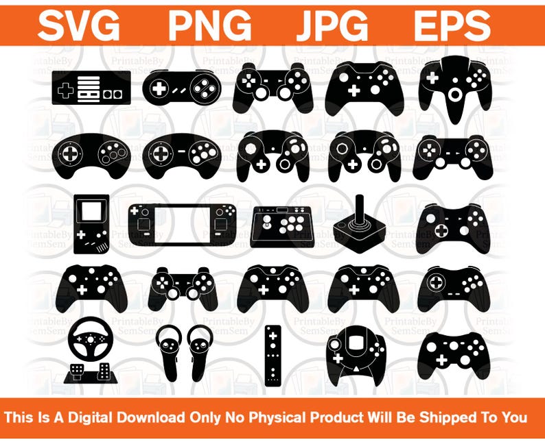 Gaming Controller Silhouettes Bundle | Gamer SVG Cut Files (svg, Eps ...