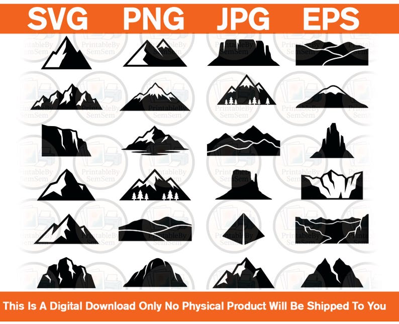 Mountain Silhouettes Bundle | Landscape, Hiking, Outdoor Cut Files (svg ...