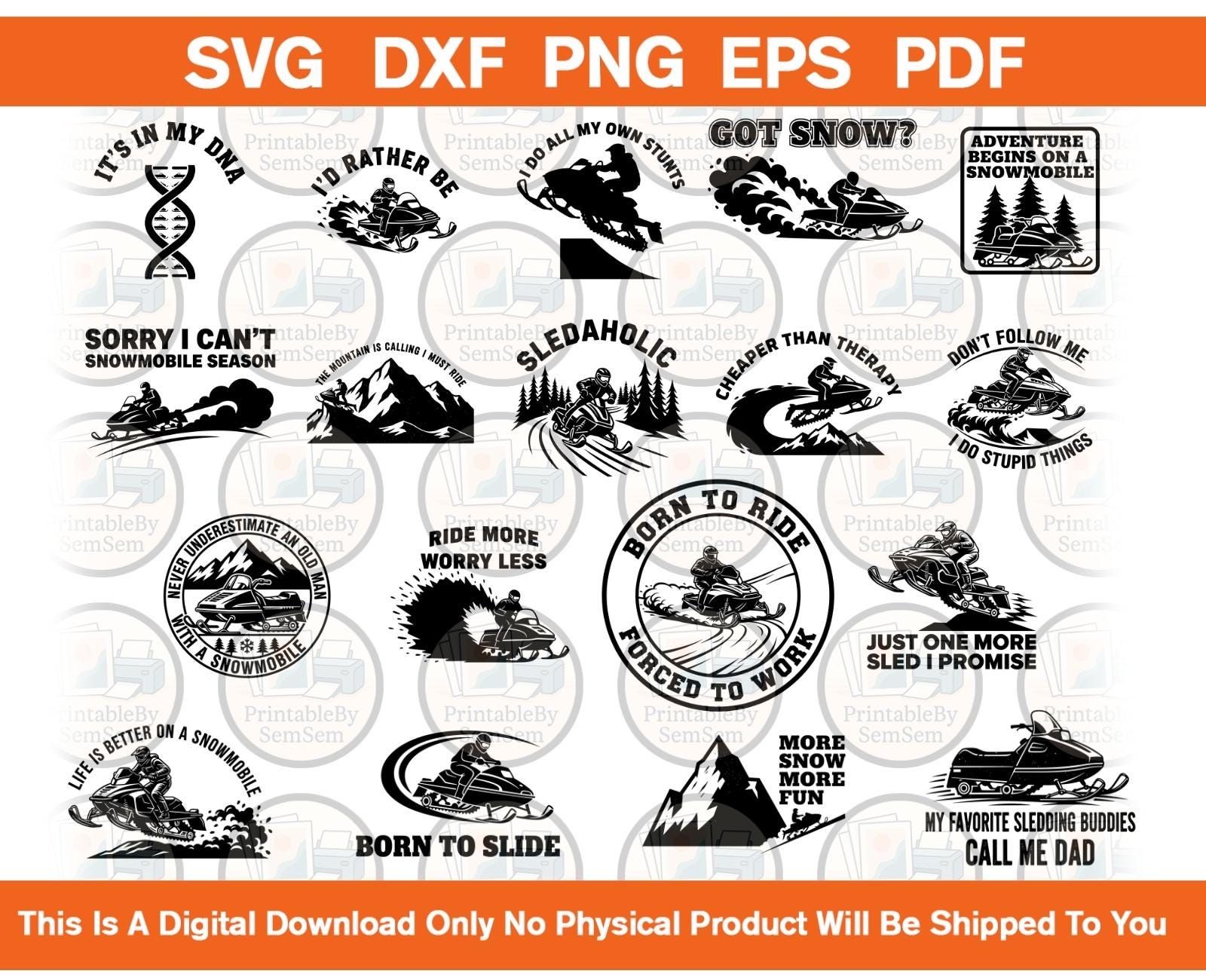 Snowmobile Digital Bundle – Png, Svg, Eps, Dxf, Pdf – Snowmobile Quotes ...