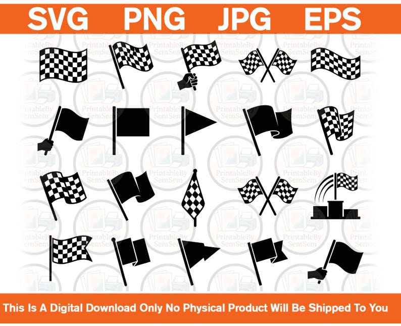 Racing Flag Silhouettes Bundle | Motorsport Speed SVG (digital Download ...