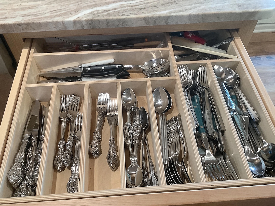 19 to 21 Inch Wide Drawer Insert, Custom Drawer Organizer, Wood Drawer ...