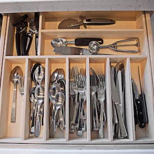 19 to 21 Inch Wide Drawer Insert, Custom Drawer Organizer, Wood Drawer ...