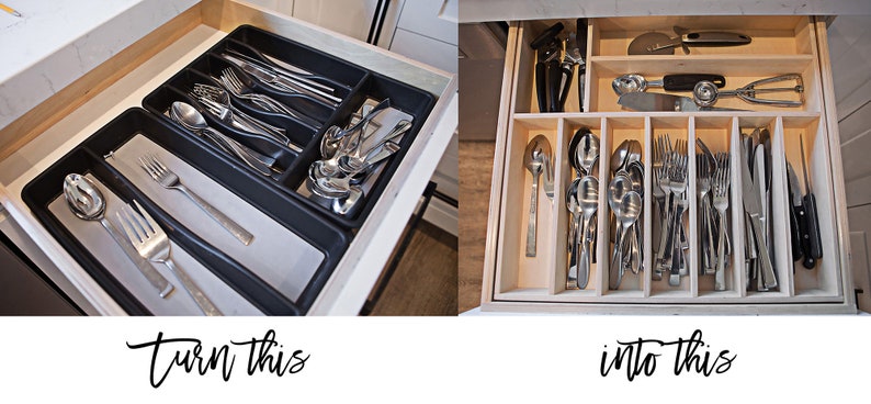 Up to 12 Inches Wide - Custom Baltic Birch Drawer Organizer, Silverware ...