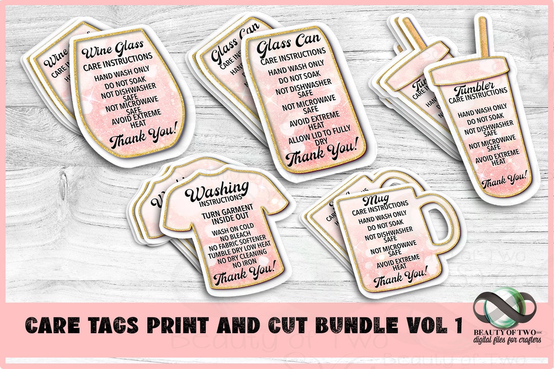 Care Tags Print and Cut Bundle Printable Care Tags for Small Business ...