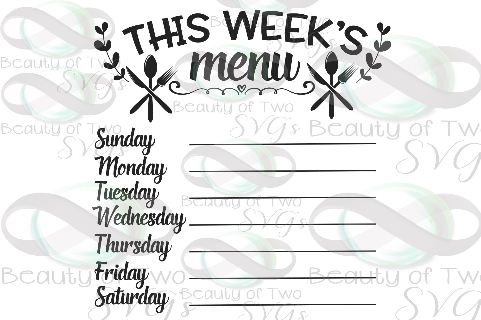 This Weeks Menu SVG Kitchen SVG File Meal Planning SVG for | Etsy