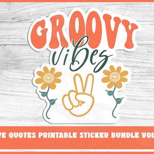 Positive Quotes Printable Retro Sticker Bundle 12 Print And Cut