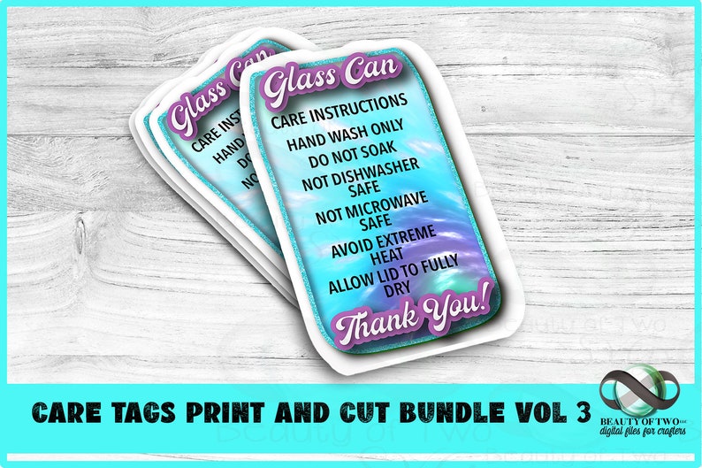 Care Tags Print and Cut Bundle Printable Tie Dye Care Tags for Small ...