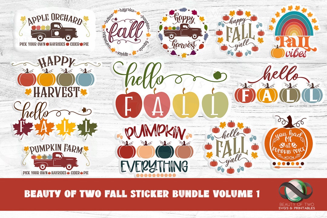 Printable Hello Fall Sticker Bundle 13 Print and Cut Fall Sticker ...