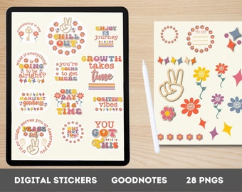 Retro Goodnotes Stickers, Motivational Digital Planner Stickers (PNG ...