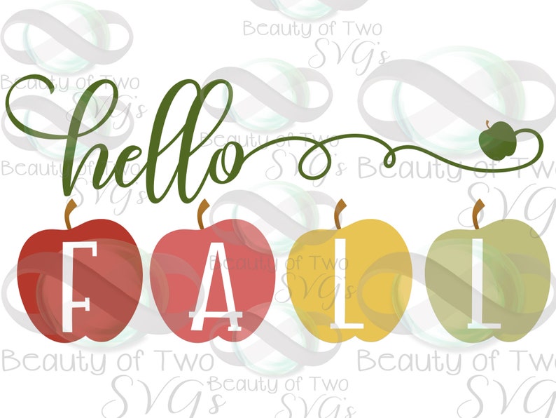 Svg Hello Fall Apples Svg Cut File and Png Fall Svg Sign | Etsy
